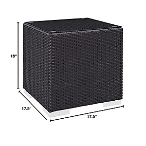 Modway Convene Wicker Rattan Outdoor Patio Side Table in Espresso