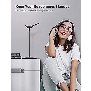 Lamicall Headphone Stand, Desktop Headset Holder - Desk Earphone Stand, for All Headsets Such as Airpods Max, HyperX Gaming Headphones, Beats/Sony/Sennheiser Music Headphones - Black