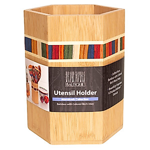 Totally Bamboo Baltique Marrakesh Collection Kitchen Utensil Holder, Large Cooking Utensil Crock for Countertop