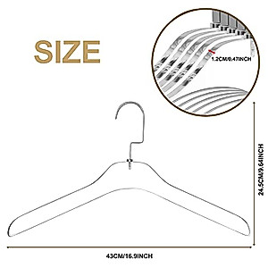 Quality Clear Acrylic Lucite Coat Suit Hangers, Stylish Clothes Hanger with Silver Hook - Coat Hanger for Dress, Suit - Closet Organizer Adult Hangers Gloss Silver Chrome 5 Pcs