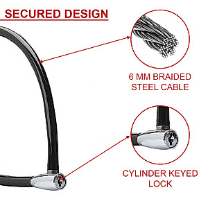 MASTER LOCK Bike Cable Lock [Key] [55 cm Colourful Cable] [Outdoor] 8630-F - Ideal for Bike, Electric Bike, Skateboards, Strollers, Lawnmowers and other Outdoor Equipments