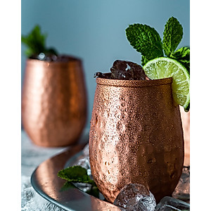 Kosdeg Copper Cups - 12 Oz set of 4 - A Unique Way To Enjoy Wine - The Perfect Pure Copper Tumbler for Water - Copper Drinking Cups Better Than Glasses or Plastic - Moscow Mule Copper Cup For Drinking