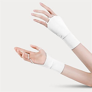 LIZHOUMIL Womens Half Finger Copper Infused Technology Golf Glove, Women's Half Finger Golf Gloves, Outdoor Cycling Fishing Breathable Hollowed Sports Gloves - Left & Right Hand White