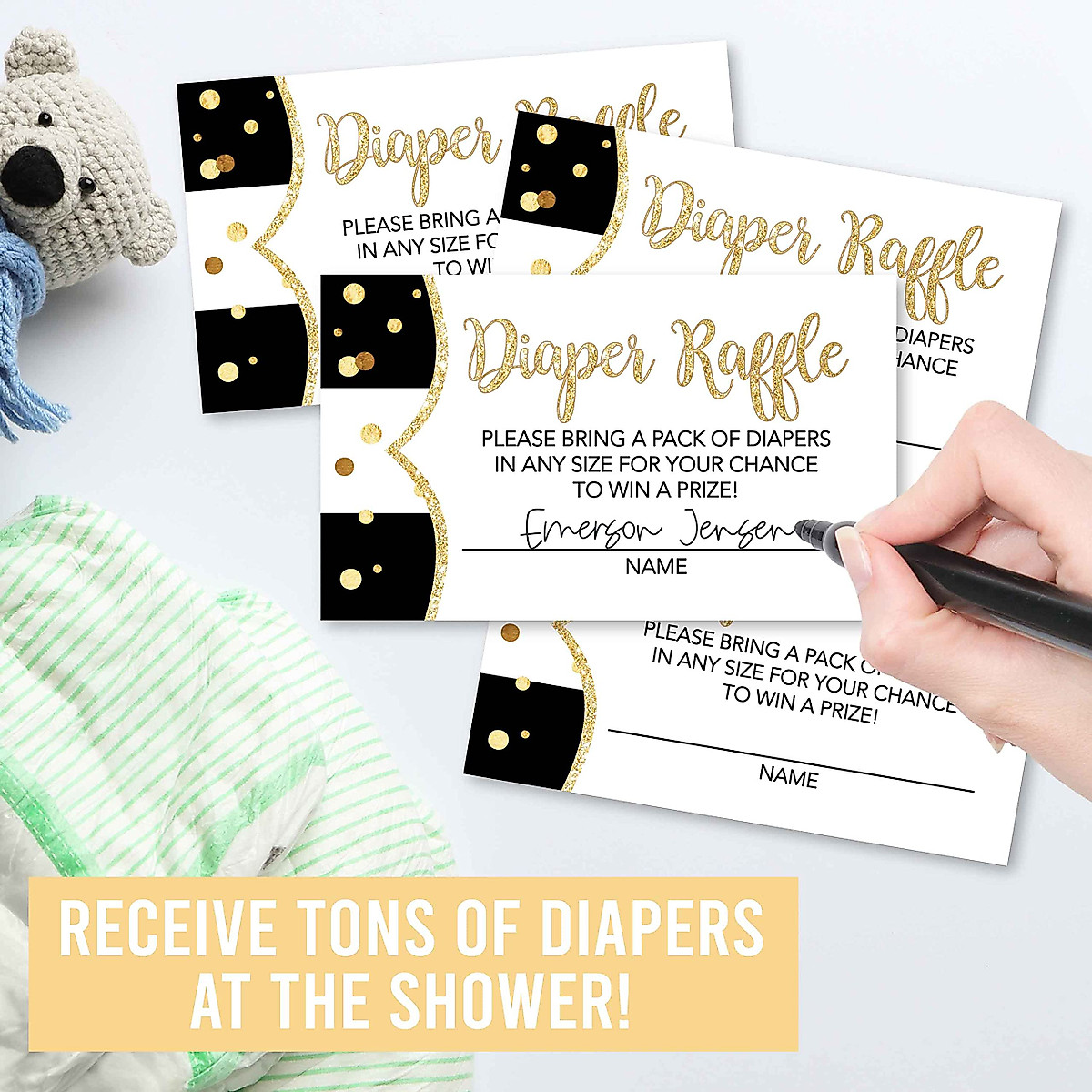 25 Baby Shower Diaper Raffle Tickets For Baby Shower Games To Play - Black Baby Shower Games Gender Neutral, Diaper Raffle Cards, Baby Raffle Tickets, Baby Shower Invitation Inserts, Baby Shower Ideas