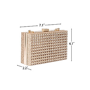 Mulian LilY Women Gold Purse Acrylic Glitter Bling Clutch Bag with rhinestones crystal, Shoulder Handbag With Removable Gold Chain Strap M264