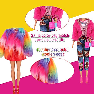 EuTengHao Doll Winter Coat Clothes Accessories for 11.5'' Girl Doll Include Doll Shoes Winter Fashion Coat Jacket Tops Jeans Dress Hat with Hangers Necklaces Bags for Girls Xmas Gift