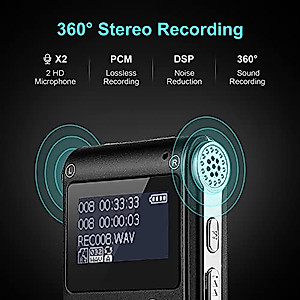 16GB Digital Voice Activated Recorder - Voice Recorder with Playback - Portable Tape Recorder Audio Recording Device with Noise Reduction Audio Recorder for Lectures Meetings