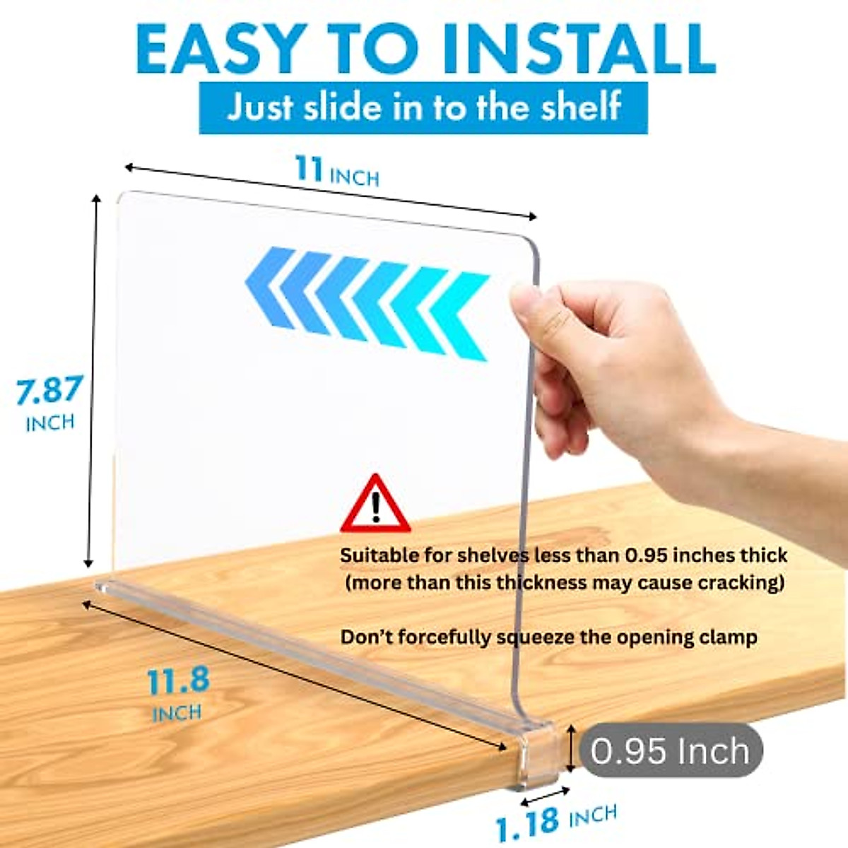 Raunak Acrylic Shelf Dividers for Closet Organization | 8 Pcs Closet Shelf Divider | Wood Closet Shelf Organizer | Closet Dividers for Shelves, Clothes, Wardrobe, Kitchen, Office, and Bathroom