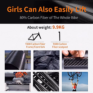 SAVADECK Carbon Gravel Road Bike,T800 Carbon Gravel Dis Brake Bicycle with Professional Adventure GRX600 11 Speed Groupset and Extra Wide Tires 700CX40C for Various Road.(Black 54cm)