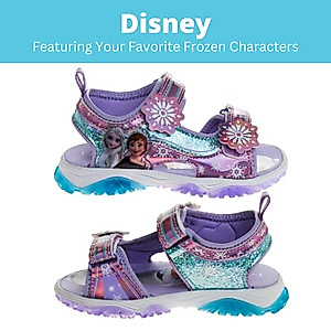 Disney Girls Frozen Summer Light Up Sandals - Outdoor Slip-on Quick Dry Waterproof, Purple (8 Medium, Toddler)