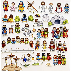 Easter Deluxe Felt Set for Bible Flannel Board Stories 37 Pieces Activity Pages Story He Has Risen Precut Figures Last Supper Crucifixion Resurrection Triumphant Entry Trial Gethsemane