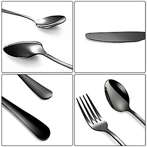 Portable Travel Utensils Set, 18/8 Stainless Steel 3 PCS Cutlery Set Including Knife Fork and Spoon, Reusable Travel Silverware Set with Case for Lunch Box Camping School Office