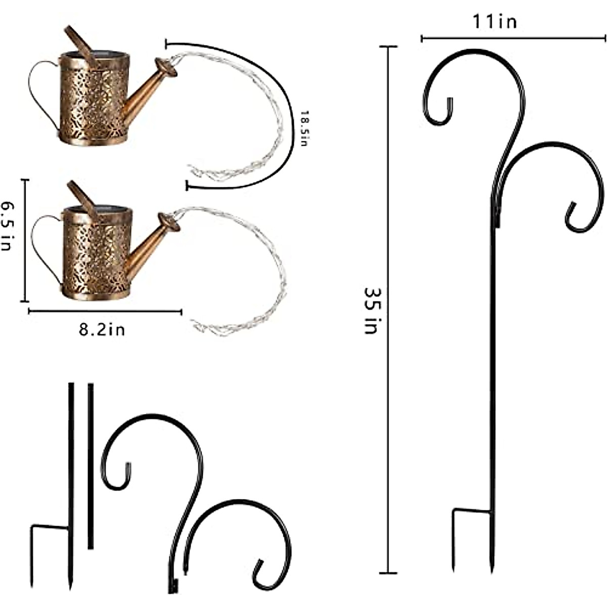 Solar Watering Can Lights, 2 Pack Solar Lanterns Outdoor Hanging Waterproof Metal Yard Art Lights Decor for Patio, Garden, Pathway, Flowerbed, Outdoor Gardening Gifts - 8 Modes (Watering Can Lights)