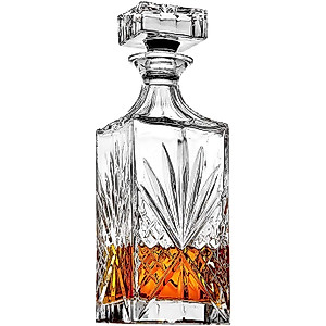 James Scott Crystal Decanter for Whiskey, Liquor and Bourbon - 25 Oz. | Irish Cut design | Gift Box