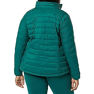 Amazon Essentials Women's Lightweight Long-Sleeve Water-Resistant Puffer Jacket (Available in Plus Size), Dark Emerald Green, X-Large