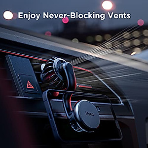 LISEN Magnetic Phone Holder for Car Mount Upgraded Clip Cell Phone Holder Car 360° Unobstructed Magnet Cell Phone Mount Strong Magnetic Vent iPhone Car Mount Compatible with All Smartphone & Tablet