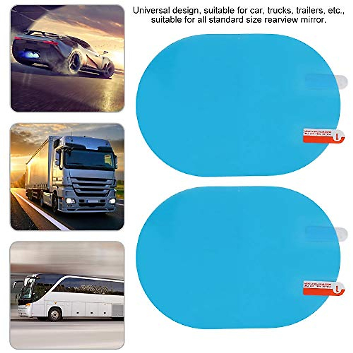 Rearview Mirror Rain Film, 100x145mm Oval Blue Car Rearview Mirror Rain Protective Film Anti-Fog Rainproof Sticker