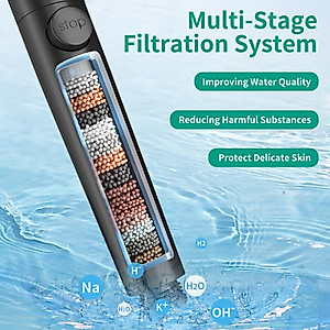 HEROBAI Sink Hose Sprayer Attachment for Faucet, 3 Mode Shower Head Attaches to Tub Faucet with 5 Adapters, High Pressure Shower Head for Bathtub, Handheld Showerhead with Filter (Black)