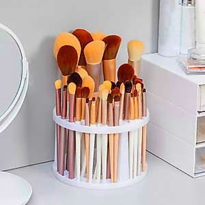 wekunro Plastic Artist Round 50 Hole Paint Brush Holder and Organizer Rack Holds, Acrylic Craft Paint and Make Up Brush Holder Storage Organizer, Miniature Paint Rack & Marker Holder (White 1PCS)