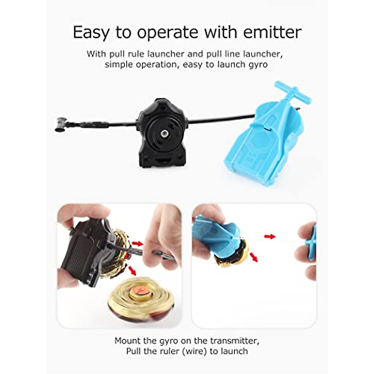 Battling Tops Metal Fusion Starter Set with 4D Launcher Grip Burst Battle Set Packed in Storage Case