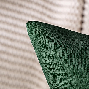 MIULEE Pack of 2 Spring Decorative Outdoor Solid Waterproof Throw Pillow Covers Polyester Linen Garden Farmhouse Cushion Cases for Patio Tent Balcony Couch Sofa 18x18 inch Emerald Green