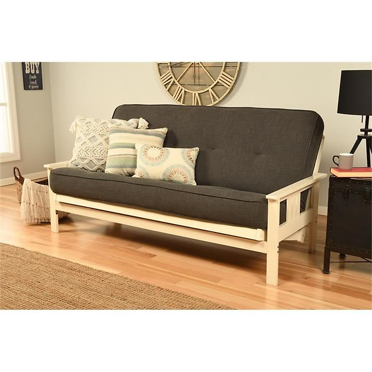 Kodiak Furniture 8" Full Size Spring Futon Mattress Replacement, Sleeper Sofa Bed Mattress, Linen Charcoal, Frame Not Included