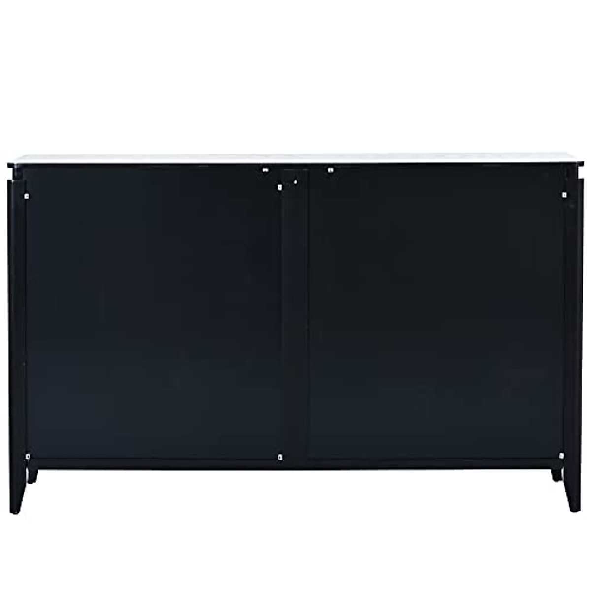 Modern Sideboard Buffet Storage Cabinet with 2 Drawers and 4 Shelves,Wooden Cabinet Console Table with 2 Decorative Doors for Hallway Entryway Living Room Bedroom (White+Black-003)