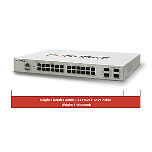 Fortinet FortiSwitch - 124F Performance L2 Switch - 24 GE, 4 SFP+, Fanless (FS-124F)