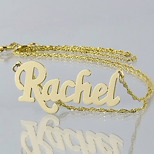 Soul Jewelry Personalized Choker Name Necklace 14k Gold Dainty Pendant Charm 1.25 inches. (14)