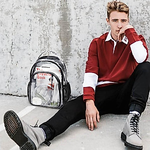 LIGHT FLIGHT Clear Backpack Mini Transparent Backpack Stadium Approved See Through Backpack for Work, Festivals, Sport Event, Black