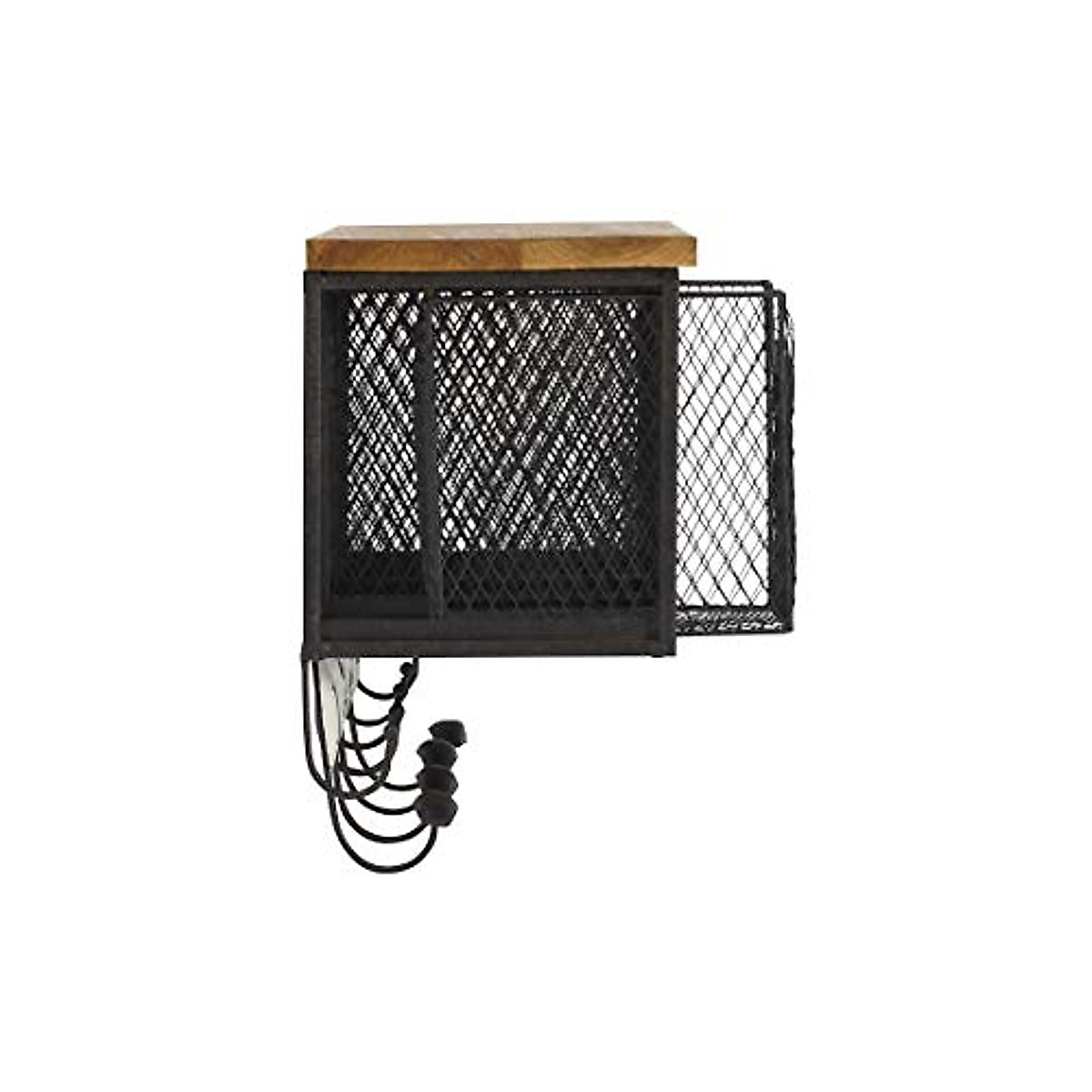 Linon 4-Basket Wall Organizer, 23.5" L x 7.25" W x 12.4" H, Brown, Black