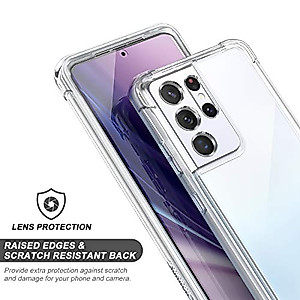 SURITCH Clear Case for Samsung Galaxy S21 Ultra 5G,[Built in Screen Protector][Camera Lens Protection] Full Body Protective Shockproof Bumper Rugged Cover for Galaxy S21 Ultra 6.8 Inch (Clear)