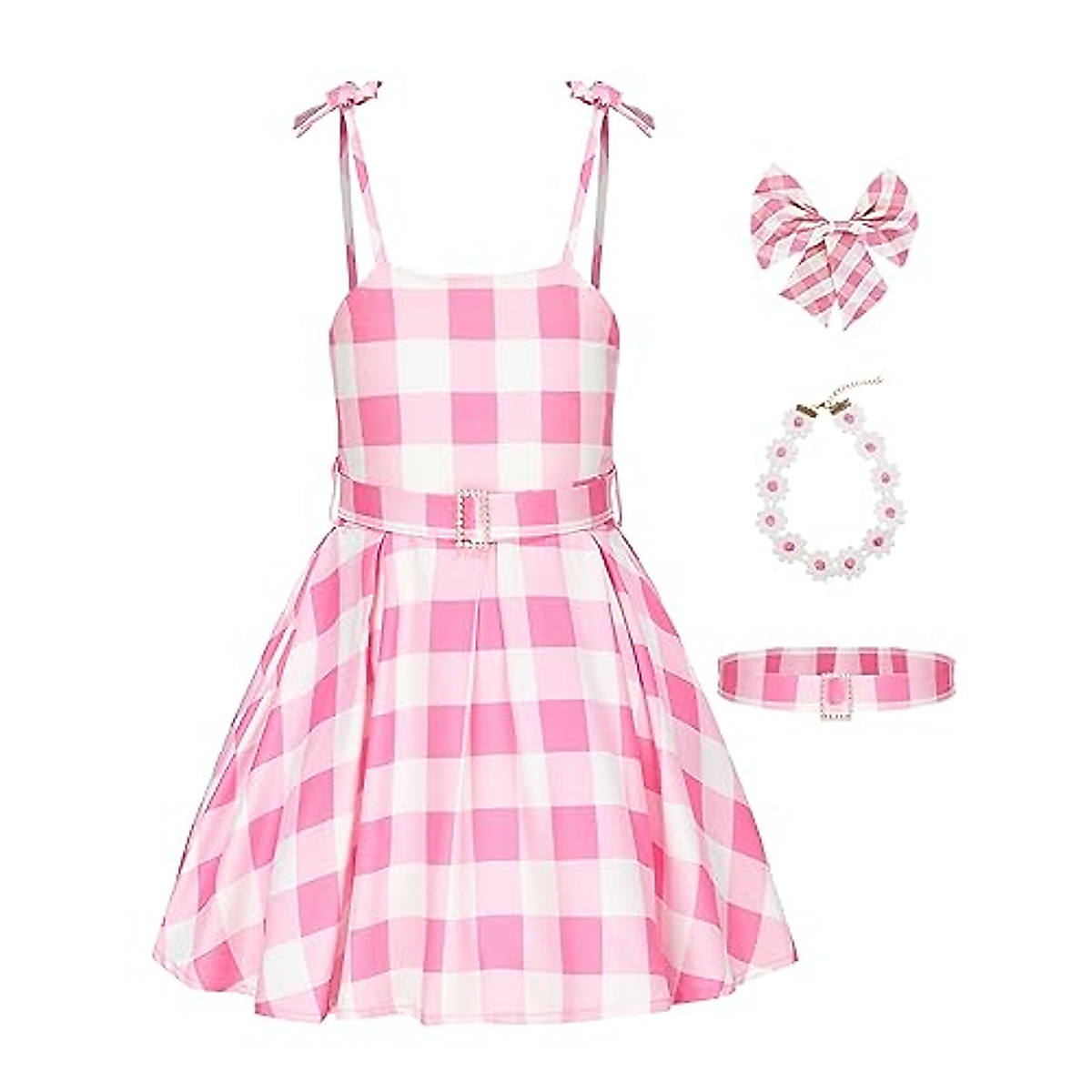 Ruimeier Costume for Girls Movie Cosplay Dress Outfits Kids Party Dress Up with Butterfly Hairpin Floral Necklace Earrings Accessories SD076XL