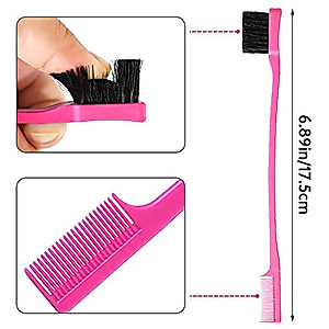 Edge Scarf & 2 Pcs Edge Brush, Satin Edge Laying Scarf for Women Lace Frontal Wigs, Edge Control Brush for Baby Natural Hair, Edge Wrap for Wigs (1Pcs Black and 1 Pcs Pink)