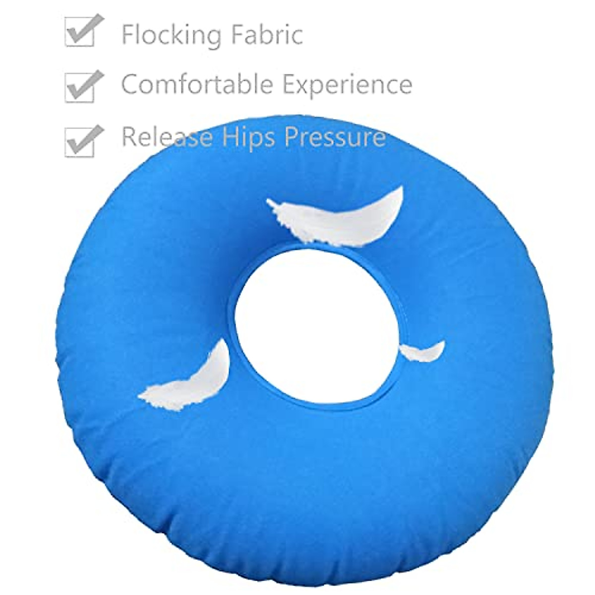 2 Pack Donut Pillow for Tailbone Pain, Hemorrhoid Seat Cushion, Inflatable Donut Cushion Seat with A Pump, Round Wheelchairs Seat Cushion for Home, Car or Office Chair (15" Light Blue & Brown)