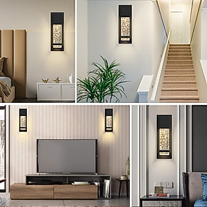 PARTPHONER Modern Wall Sconce, LED Wall Light with Crystal Bubble Glass Modern Porch Light Outdoor Indoor Wall Fixture 12W Lumen 3000K for Doorway Garden Hallway Patio Living Room, 2 Pack