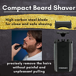 RBANER Battery Powered Beard Shaver for Men, Portable Electric Clipper, Cordless Facial Hair Trimmer, Safe Blade, Single Foil Professional Mini Razor, MB-043