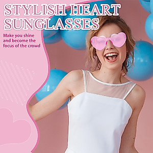 24 Pack Heart Sunglasses Rimless Heart Shaped Glasses Candy Heart Sunglasses for Women Colored Sunglasses Party Favors (Pink)