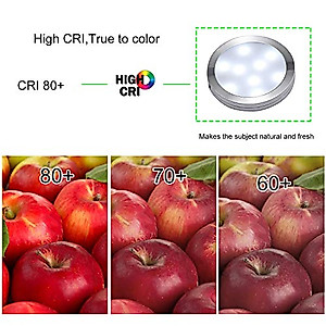 AIBOO Linkable LED Under Cabinet Lights Hardwired 12V Slim Aluminum Dimmable Puck Lights with Remote Control for Cupboard Lighting (4 Lights, Daylight White, NO Wall Plug)