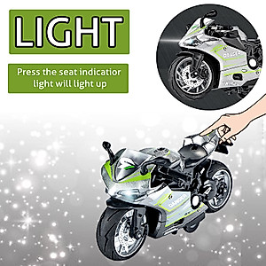 CYYSFIVQZ Toy Motorcycle-Pull Back Motorcycle Toy with Sounds and Lights,1:12 Scale Motorcycle Model Toy for Kids, Pull Back Vehicle for Boys Kids Age 3+ Year Old Supplies (Silver Gray)