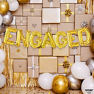 KatchOn, Gold Foil Engaged Balloons Letter - 16 Inch | Engagement Balloons for Engagement Party Decorations | Bachelorette Party Decorations | Engagement Party Balloons for Engagement Decorations