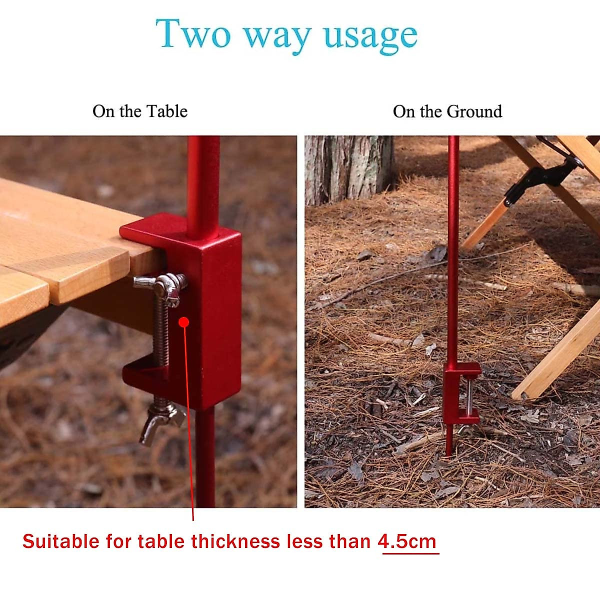 HIKEMAN Folding Lantern Stand Pole Portable Lamp Stand Hook Collapasible Light Stand Holder for Camping Fishing Picnic BBQ Outdoor Activities (Black)