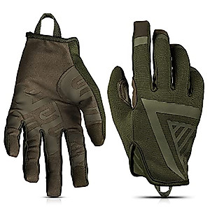 Glove Station The Impulse - Tactical Shooting Gloves for men with Touchscreen Compatibility, Lightweight Design and Outstanding Grip for Outdoor, Sports, Motorcycle and Work - Green, Medium Size
