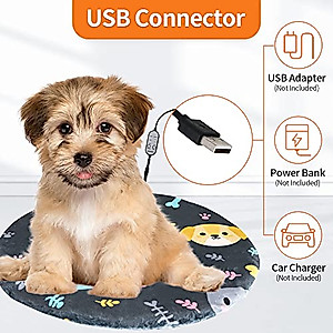 comfheat Dog Bed Mat Warming Pad, Dogs Anti-Anxiety Puppy Cushion Warm Pad for Indoor Outdoor Pets with Removable Cover Non-Slip Bottom Washable Round Heating Waterproof Pads (16'' X 16'')