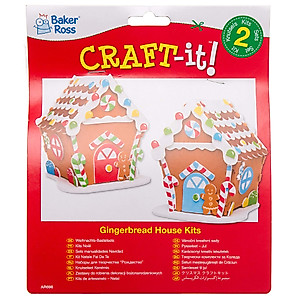 Baker Ross AR698 Gingerbread House Kits - Pack of 2, Decorate and Display for Christmas Decorations, Ideal Kids Arts and Crafts Project
