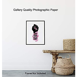 BLM Wall Art Sign - Black Wall Art - Black Lives Matter Home Decor, Room Decoration for Black Women - African American Art - Pink Black Pride Fist for Girls, Teens, Wife, Her, BFF - 8x10 Poster Print