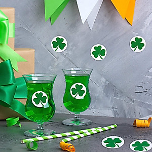 St. Patrick’s Day Stickers, 500 Pieces 1.5inch Irish Shamrock Sticker Roll 4 Leaf Clover Stickers for Bags Boxes Wrap Cards Party Decoration Supplies