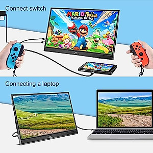 Kenowa 15.6 Inch Touchscreen Portable Monitor FHD IPS 1080P Laptop Monitor USB C HDMI Port HDR External Monitor Built-in Speakers and Stands Travel Monitor for Laptop/PC/Mac/XboxPS4/5/Switch/Phone