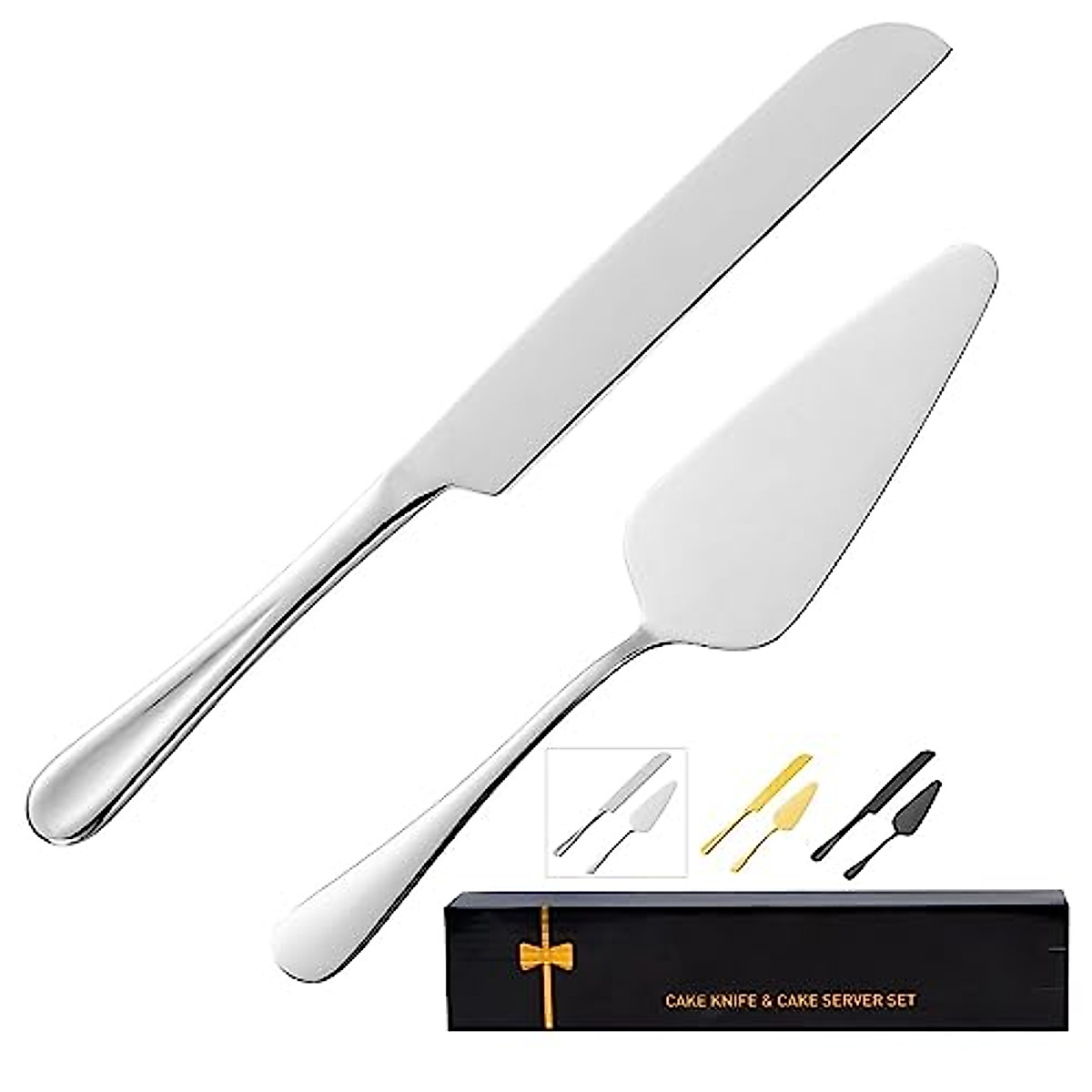 ERVILO Cake Serving Set, Cake Pie Pastry Servers, Stainless steel Cake Knife and Server Set Perfect For Birthday, Wedding, Parties and Events (Silver)