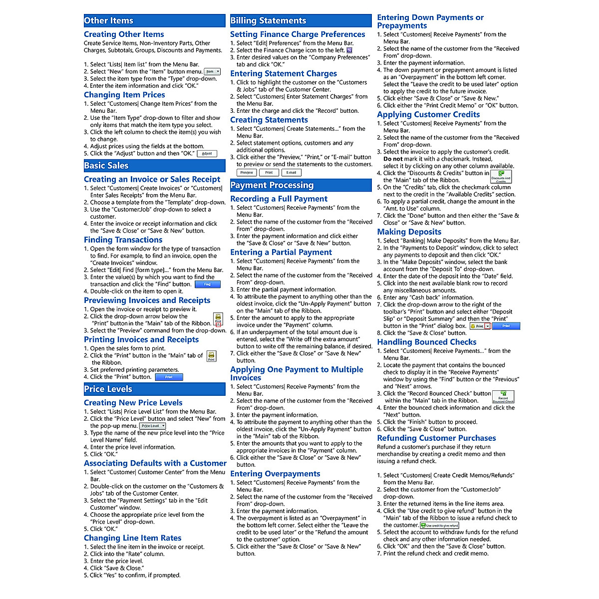 QuickBooks Desktop Pro 2022 Quick Reference Training Card - Laminated Tutorial Guide Cheat Sheet (Instructions and Tips)